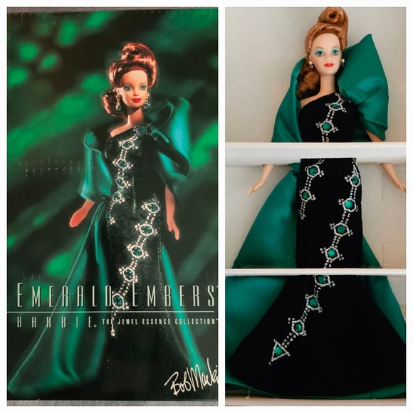 Barbie | Other | New 996 Mattel Emerald Embers Barbie By Bob Mackie Nib ...